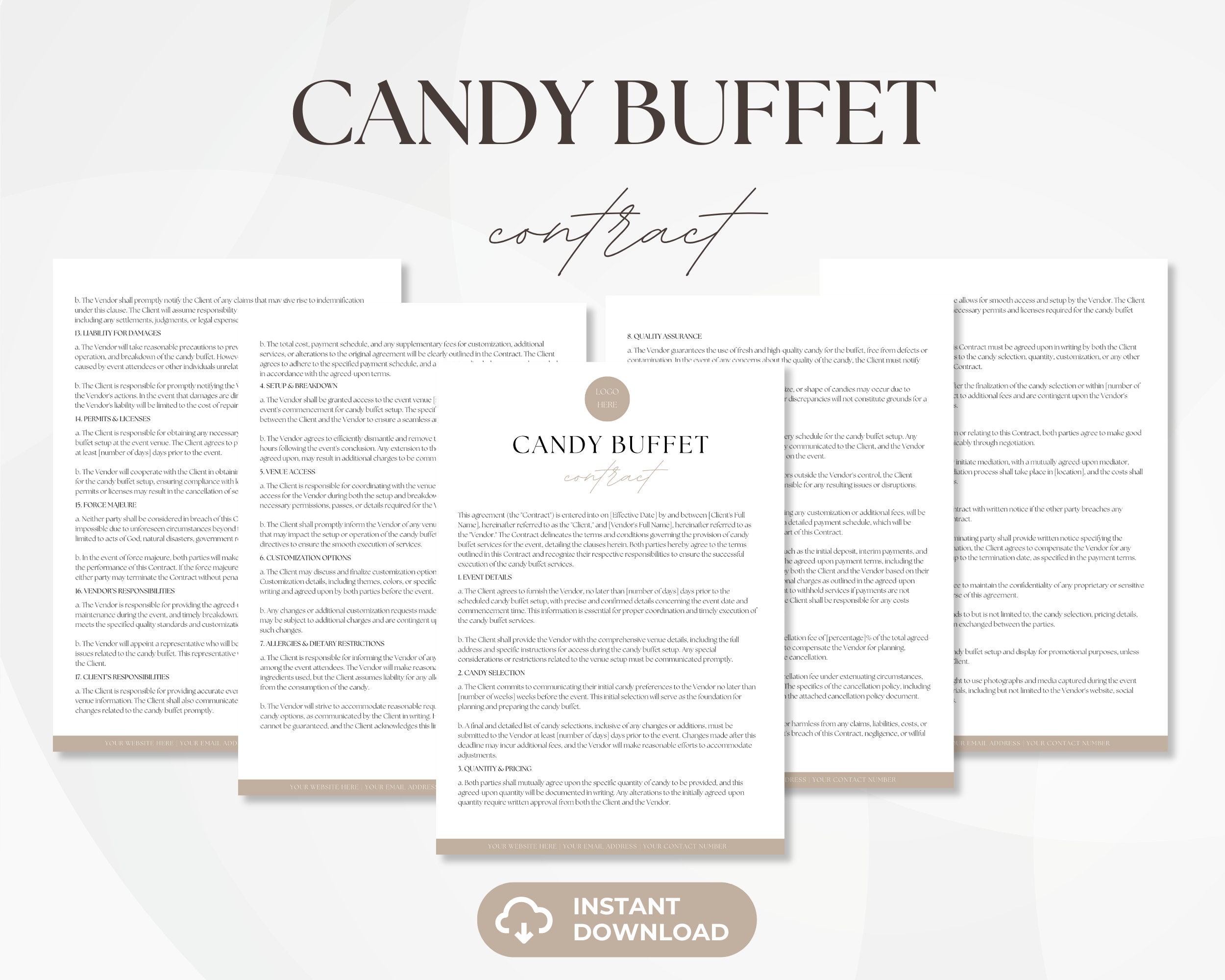 Candy Buffet Contract, Editable Dessert Table Services Agreement ...