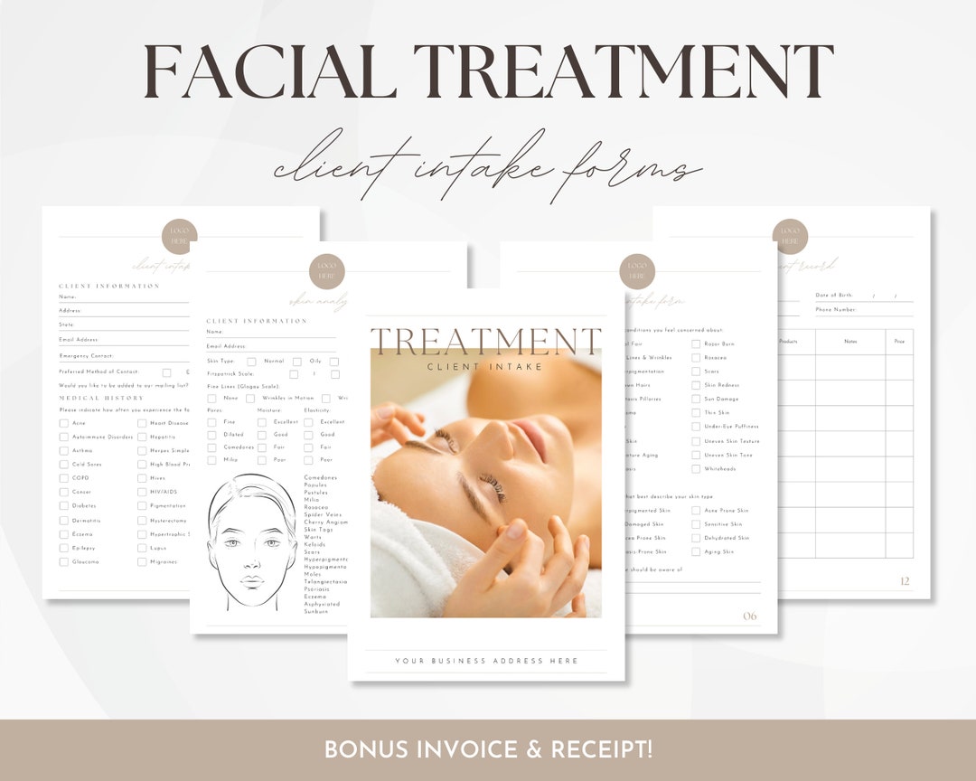 Facial Treatment Client Intake Forms, Editable Esthetician Templates ...