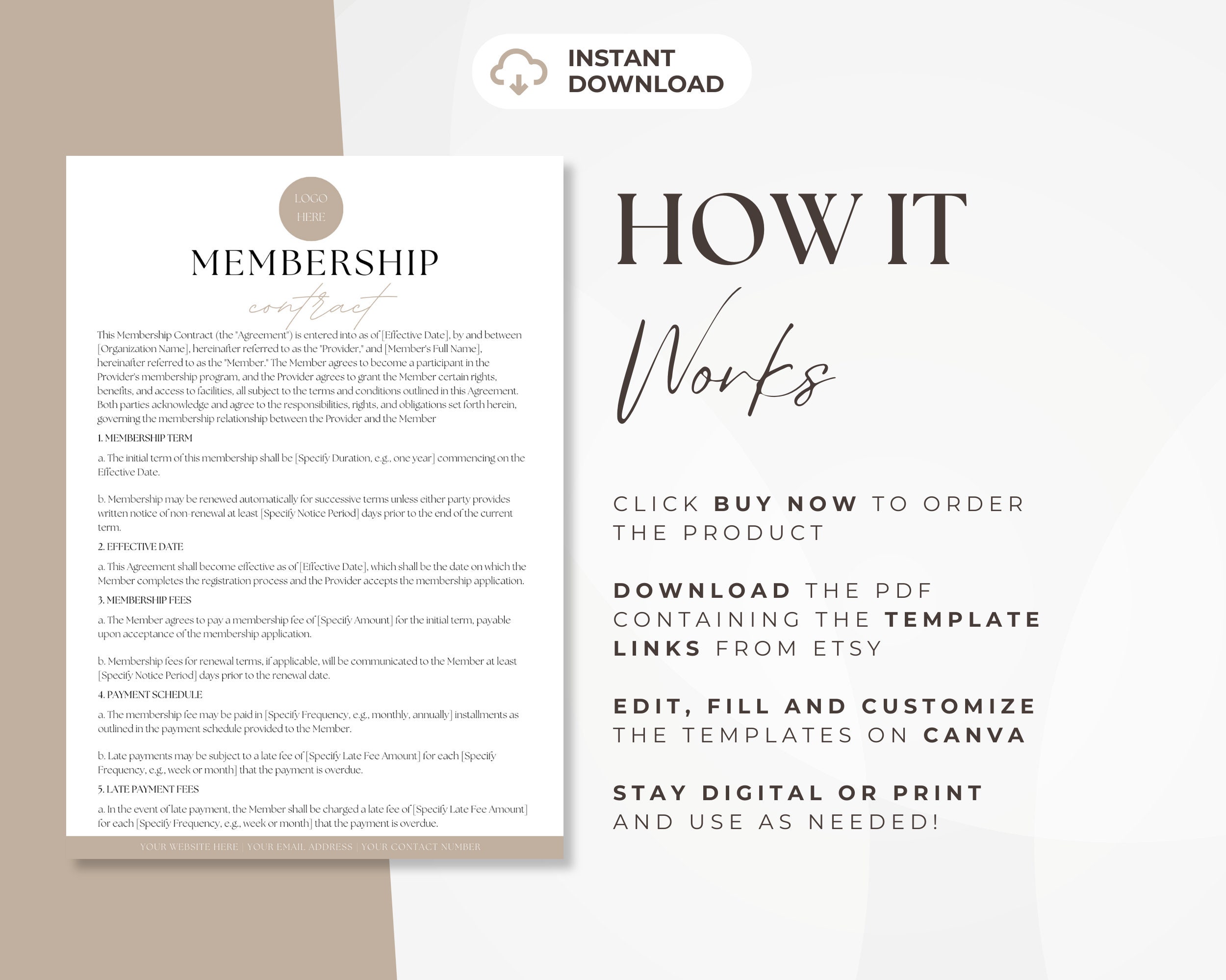 Membership Contract, New Client Registration Service Agreement, New ...