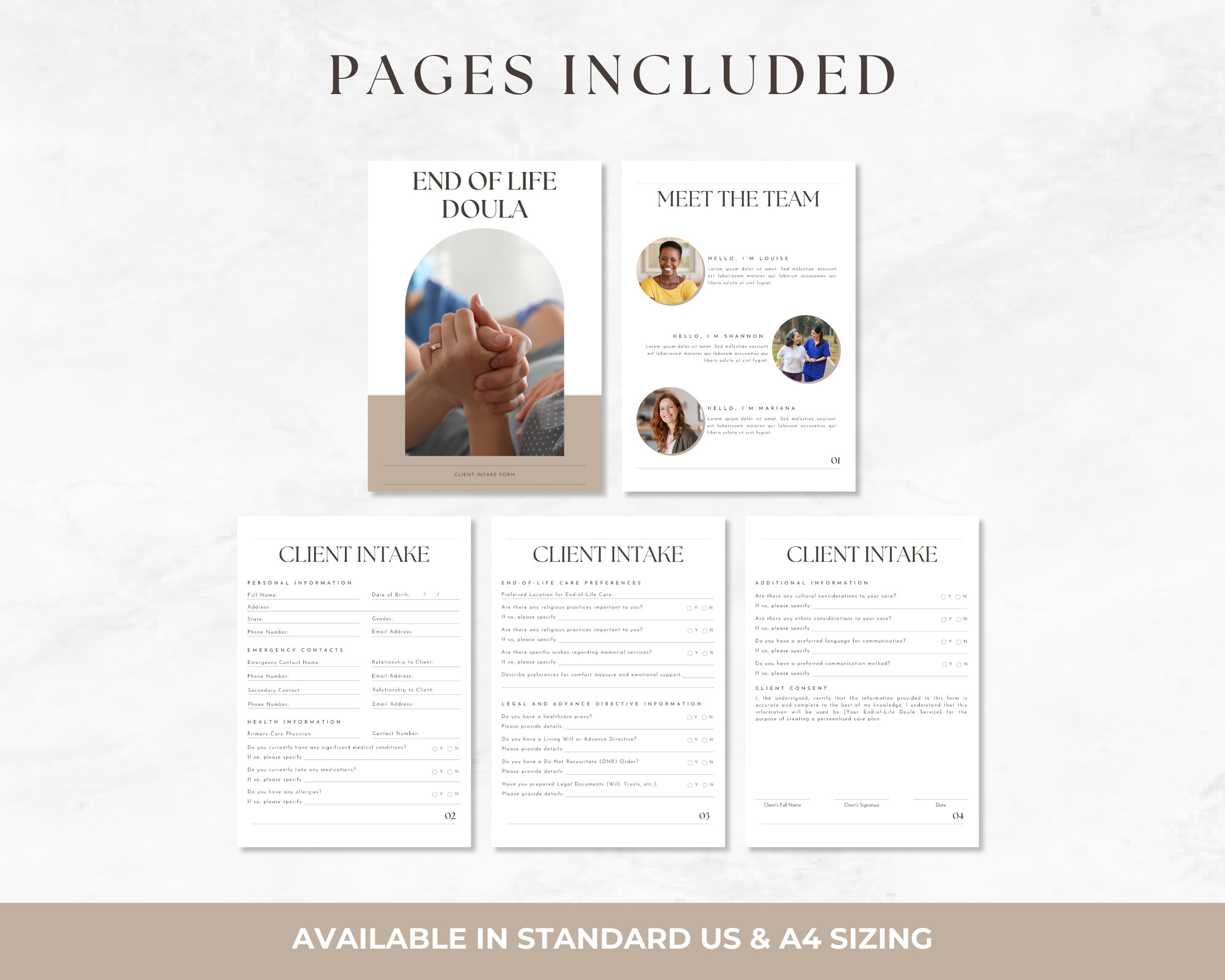 End of Life Doula Client Intake Forms, EOL Doula Business Forms, Death ...