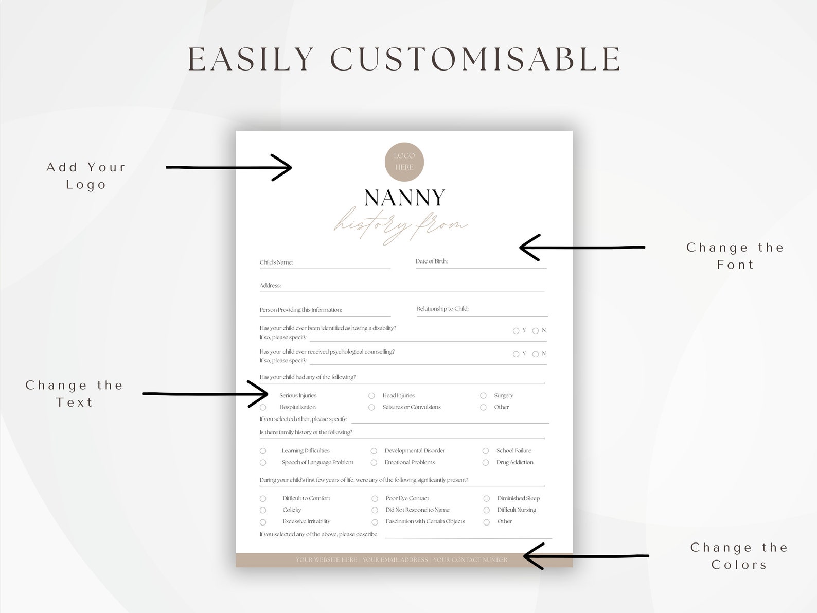Editable Nanny Binder, Babysitting Forms Bundle, Nanny Planner Template ...