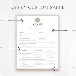 Editable Nanny Binder, Babysitting Forms Bundle, Nanny Planner Template ...