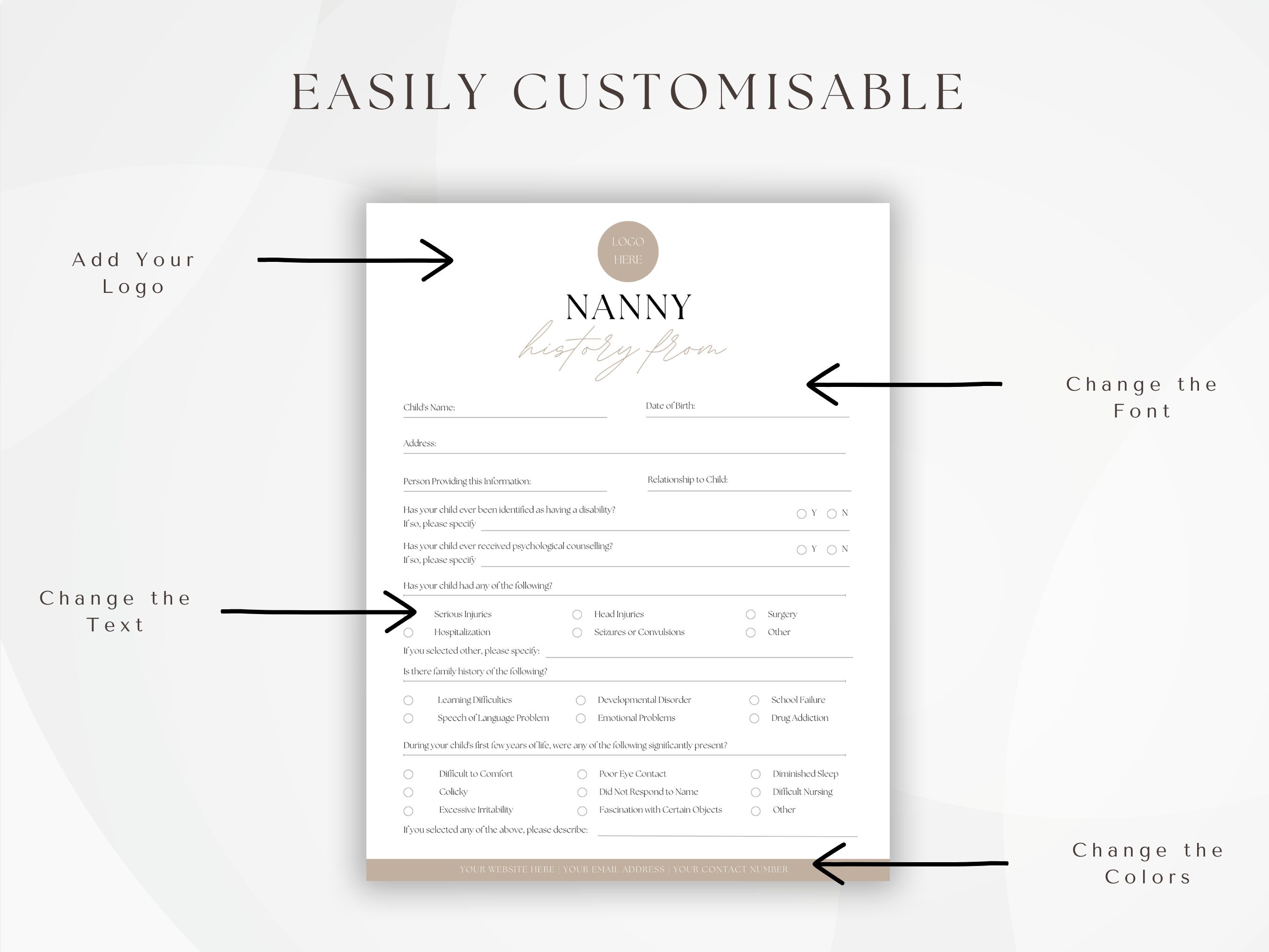 Editable Nanny Binder, Babysitting Forms Bundle, Nanny Planner Template ...