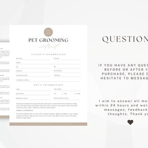 Pet Client Grooming Contract, Dog Grooming Services Agreement, Cat ...