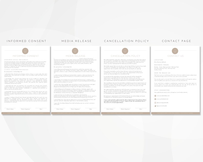Infrared Sauna Consent Forms Bundle, Editable Esthetician Business Kit ...