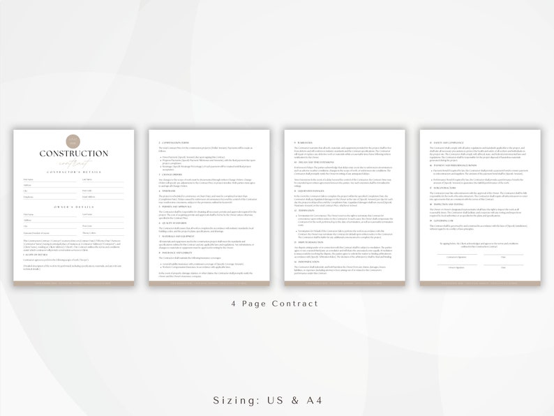 Construction Contract Form, Construction Agreement Template, Scope of ...