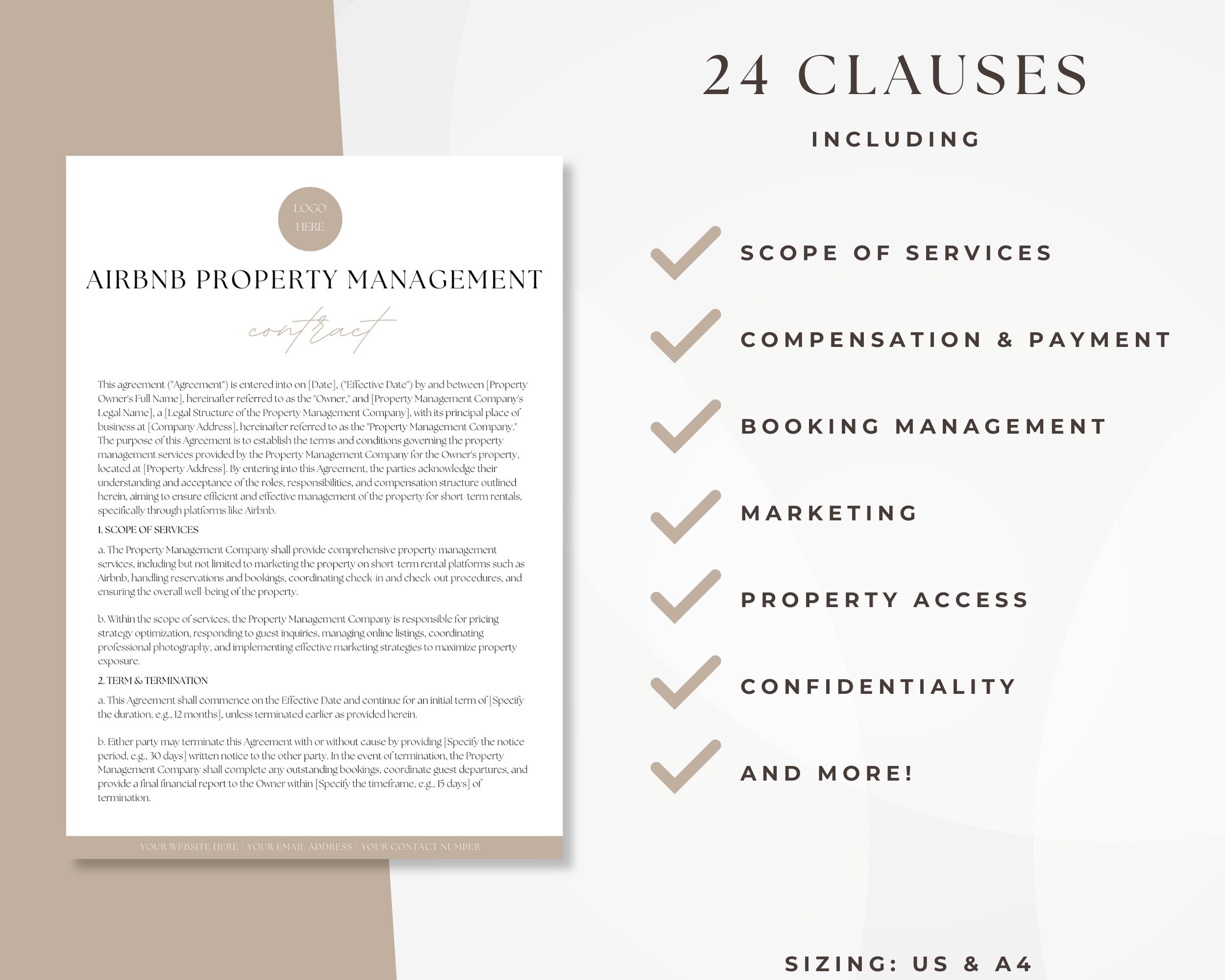 Airbnb Property Management Contract, Editable VRBO Short-term Rental ...