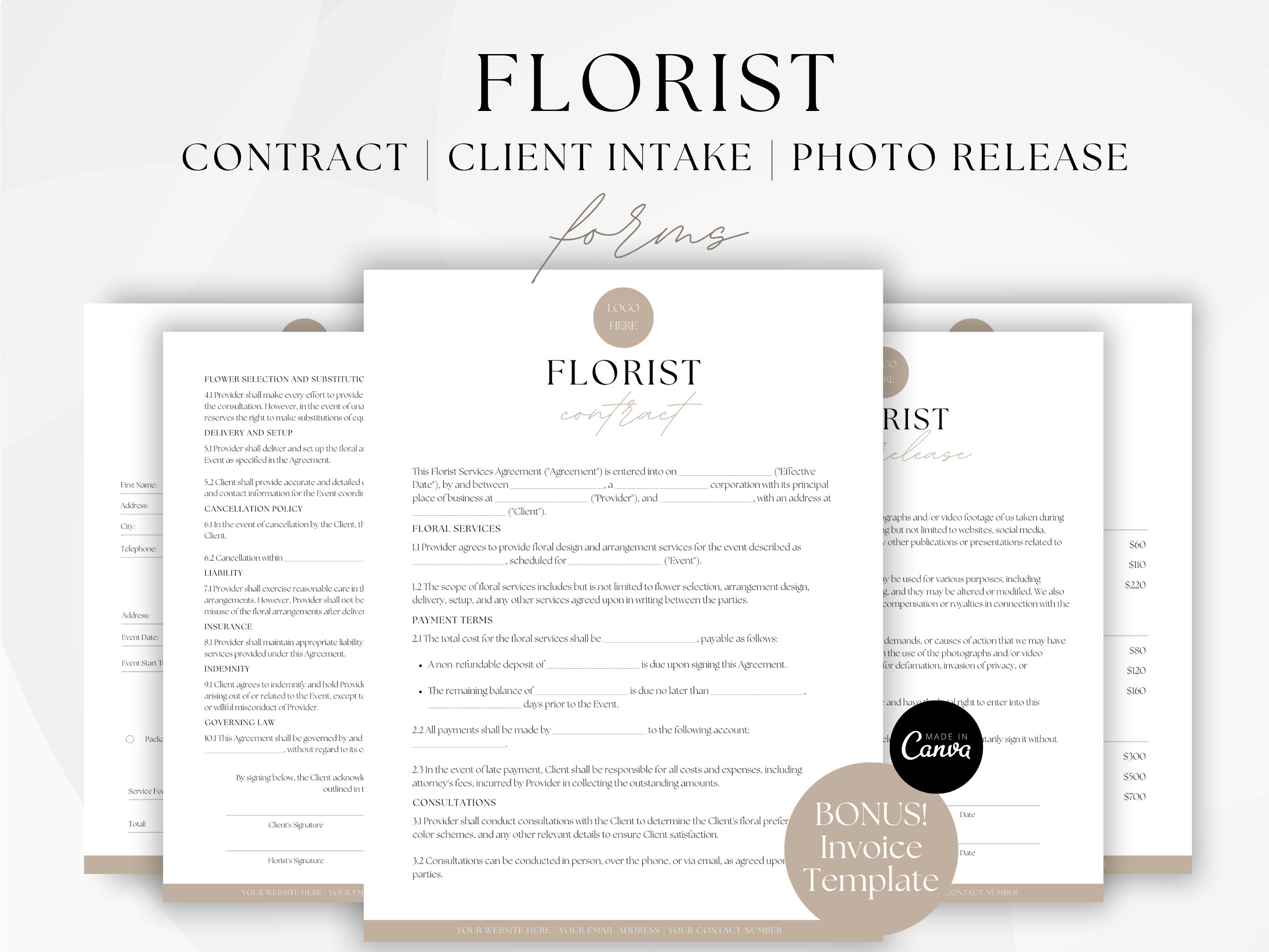 Florist Contract Template, Floral Services Agreement, Flower ...
