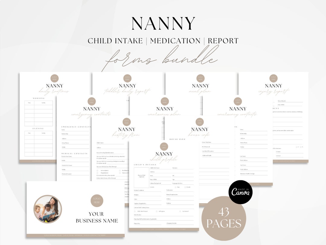 Editable Nanny Binder, Babysitting Forms Bundle, Nanny Planner Template ...