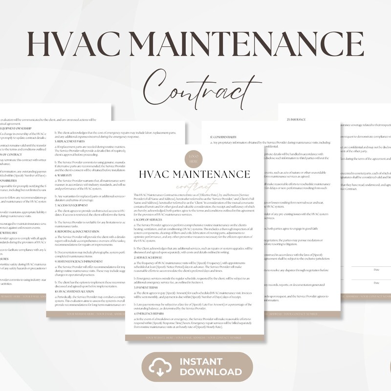Hvac Service Contract - Etsy
