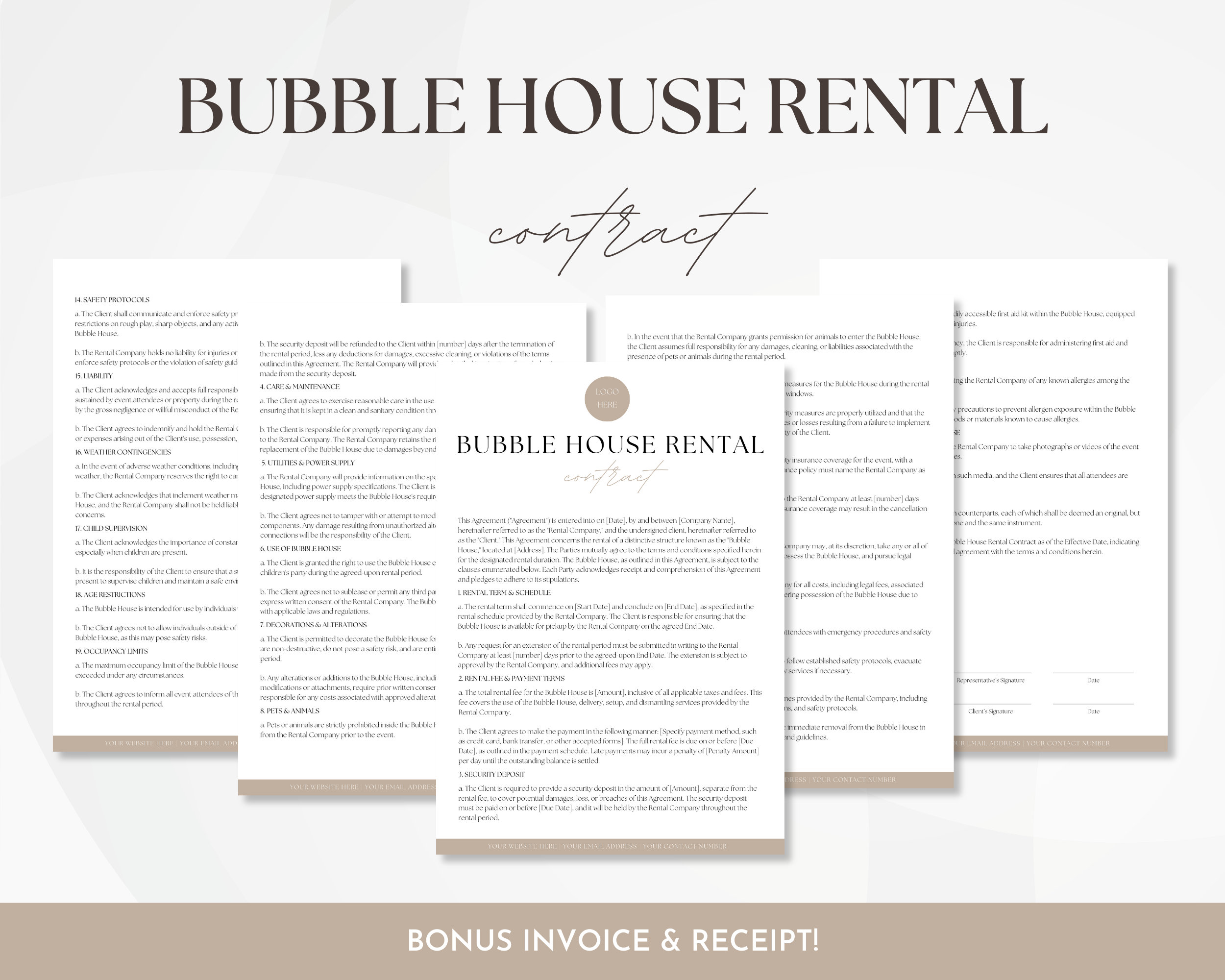 Bubble House Rental Contract, Editable Inflatable Rental Agreement ...
