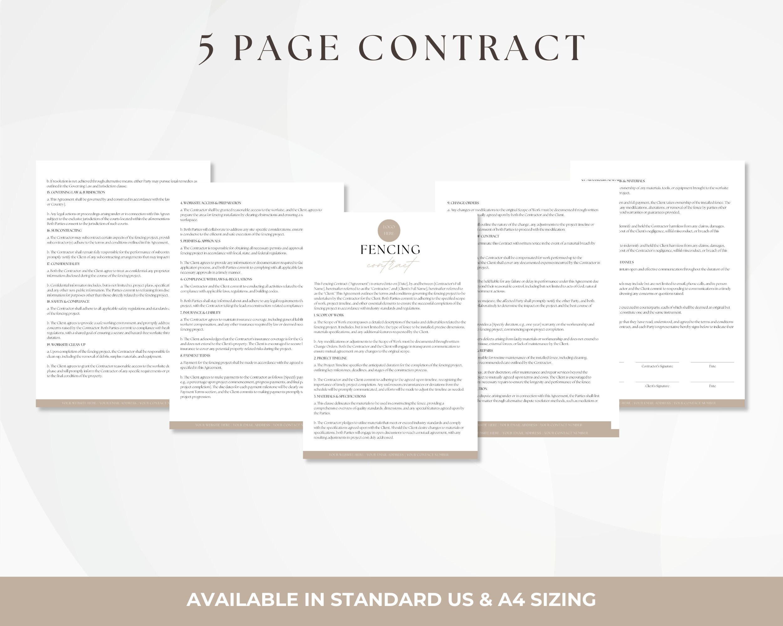 Fencing Contract, Fencing & Gates Servicing Agreement, Editable Fence ...