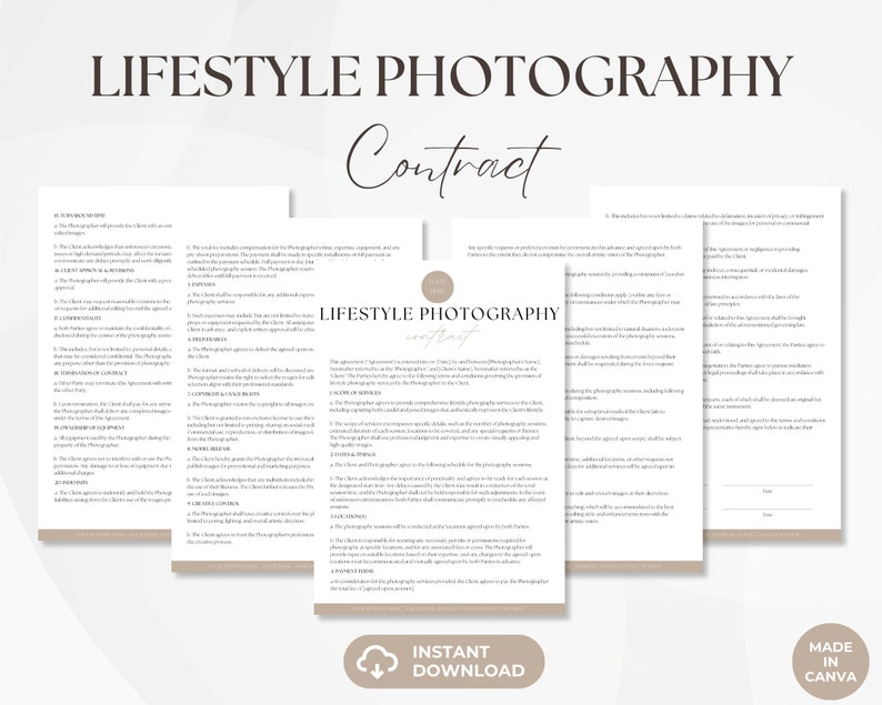 Lifestyle Photography Contract, Photography Services Agreement Template ...