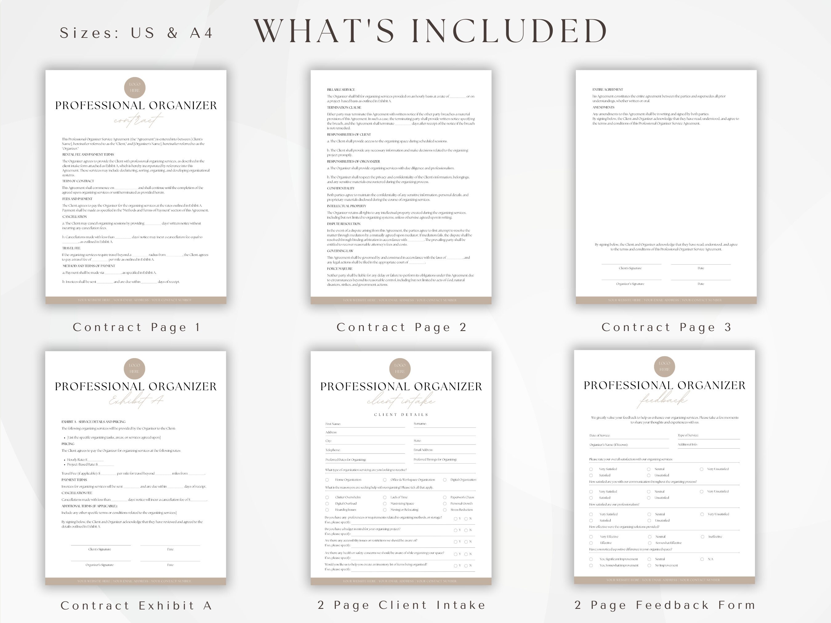 Editable Professional Organizer Bundle, Decluttering Contract Template ...