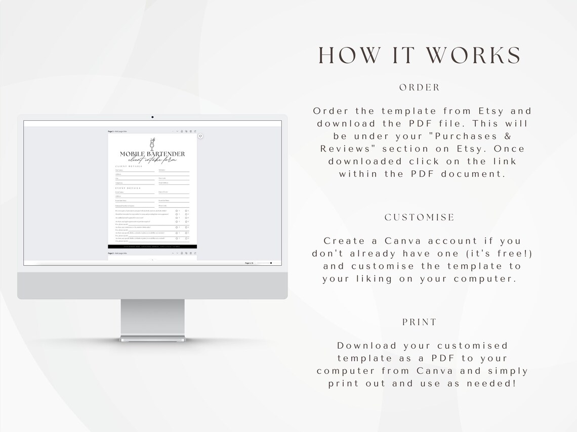 Mobile Bar Contract Template, Canva Editable Bartender Contract, Mobile ...