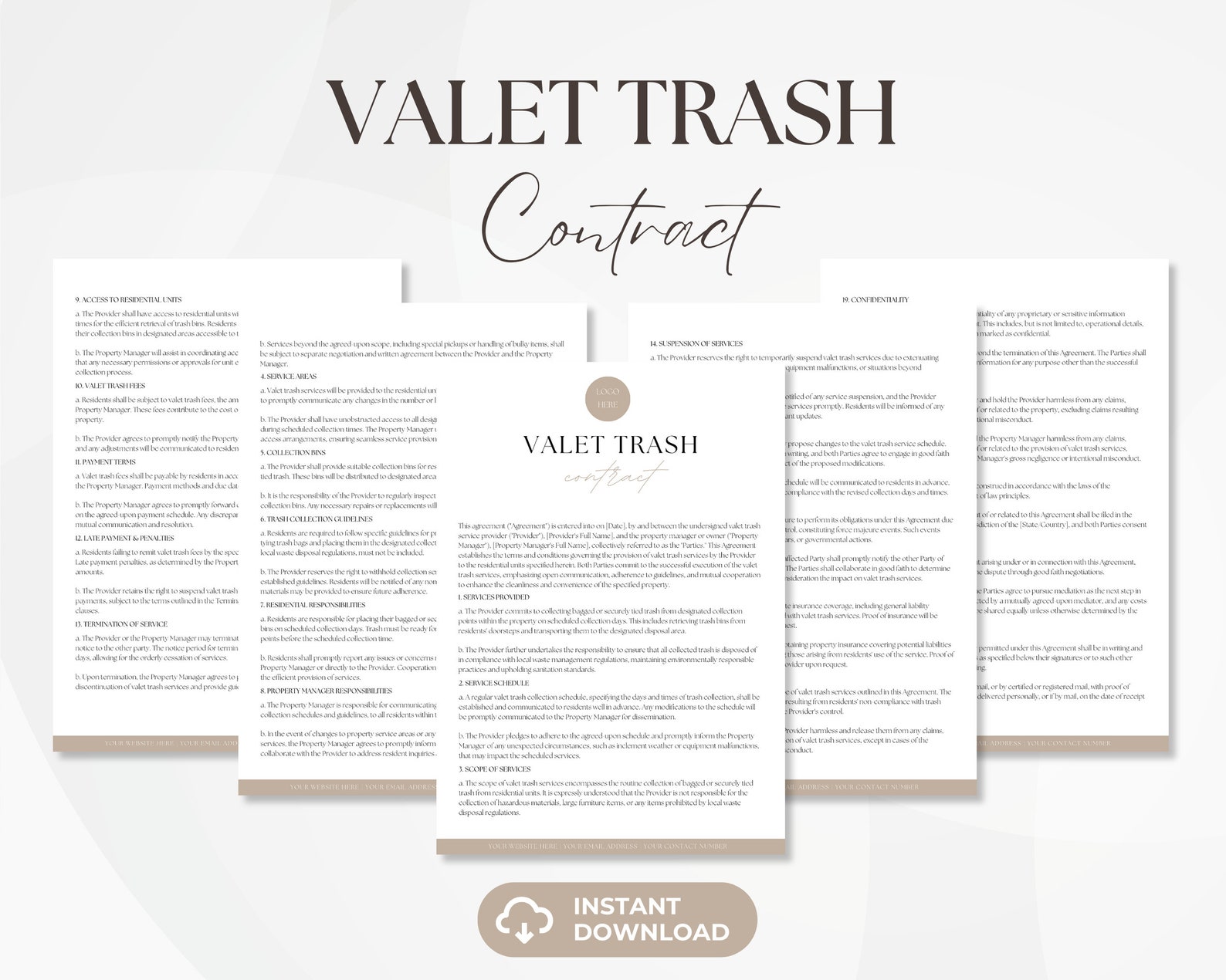 Valet Trash Contract, Editable Waste Removal Services Agreement ...