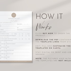 Hairstylist Bundle Forms Template, Editable Hairstylist Client Intake ...
