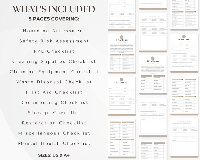 Hoarding Checklist Bundle, Editable Hoarder Assessment Template ...