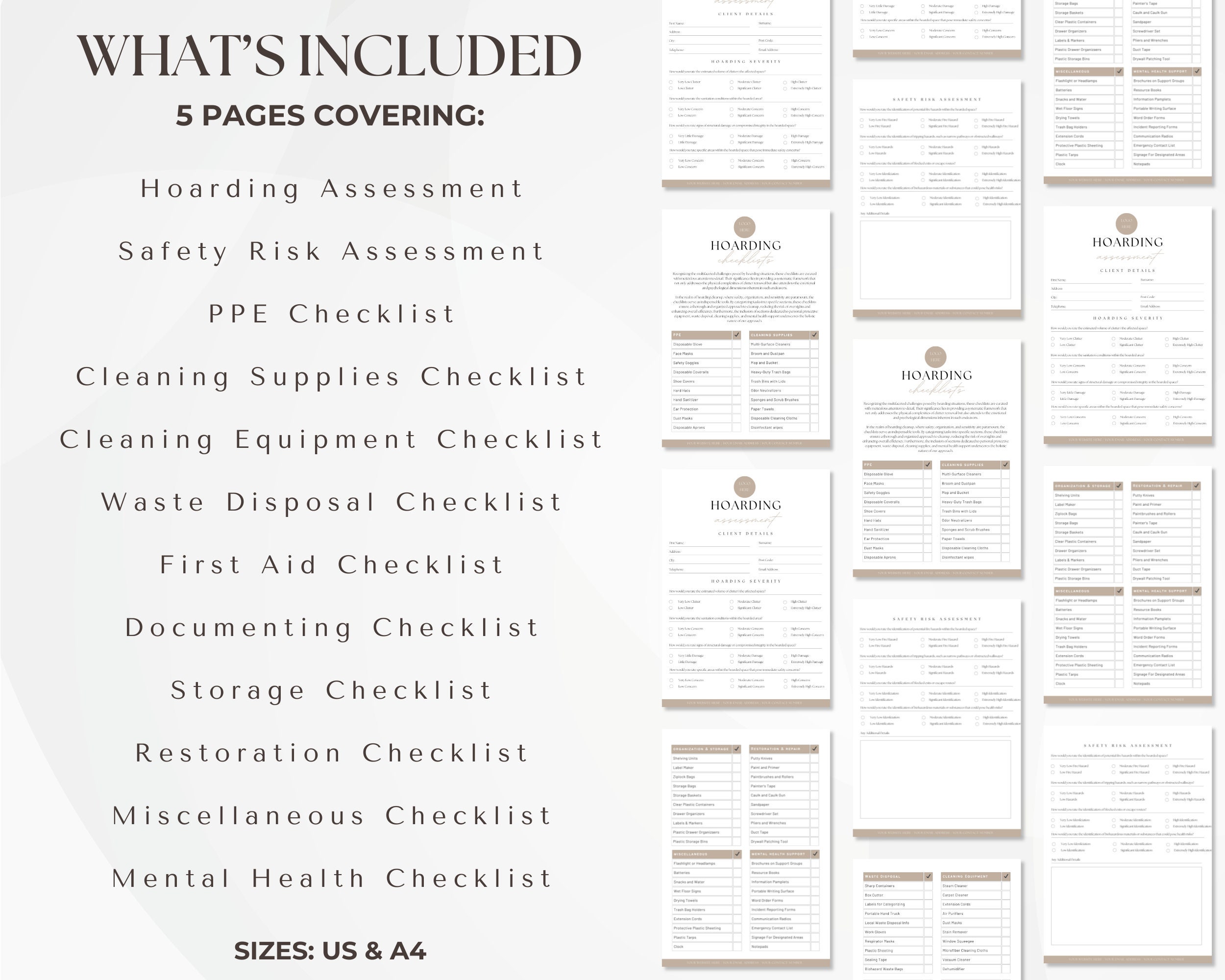 Hoarding Checklist Bundle, Editable Hoarder Assessment Template, Hoarding Severity Checklist ...