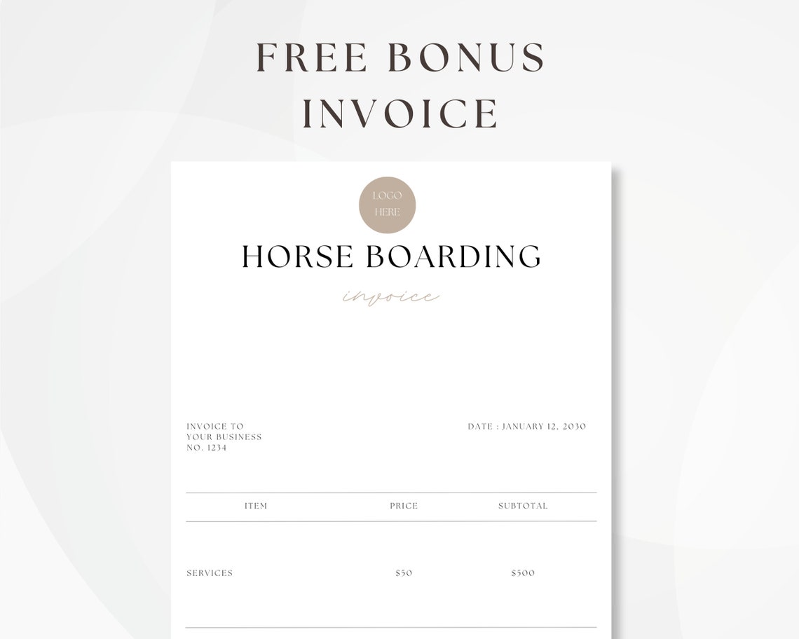 Horse Boarding Contract, Editable Horse Livery Services Agreement ...