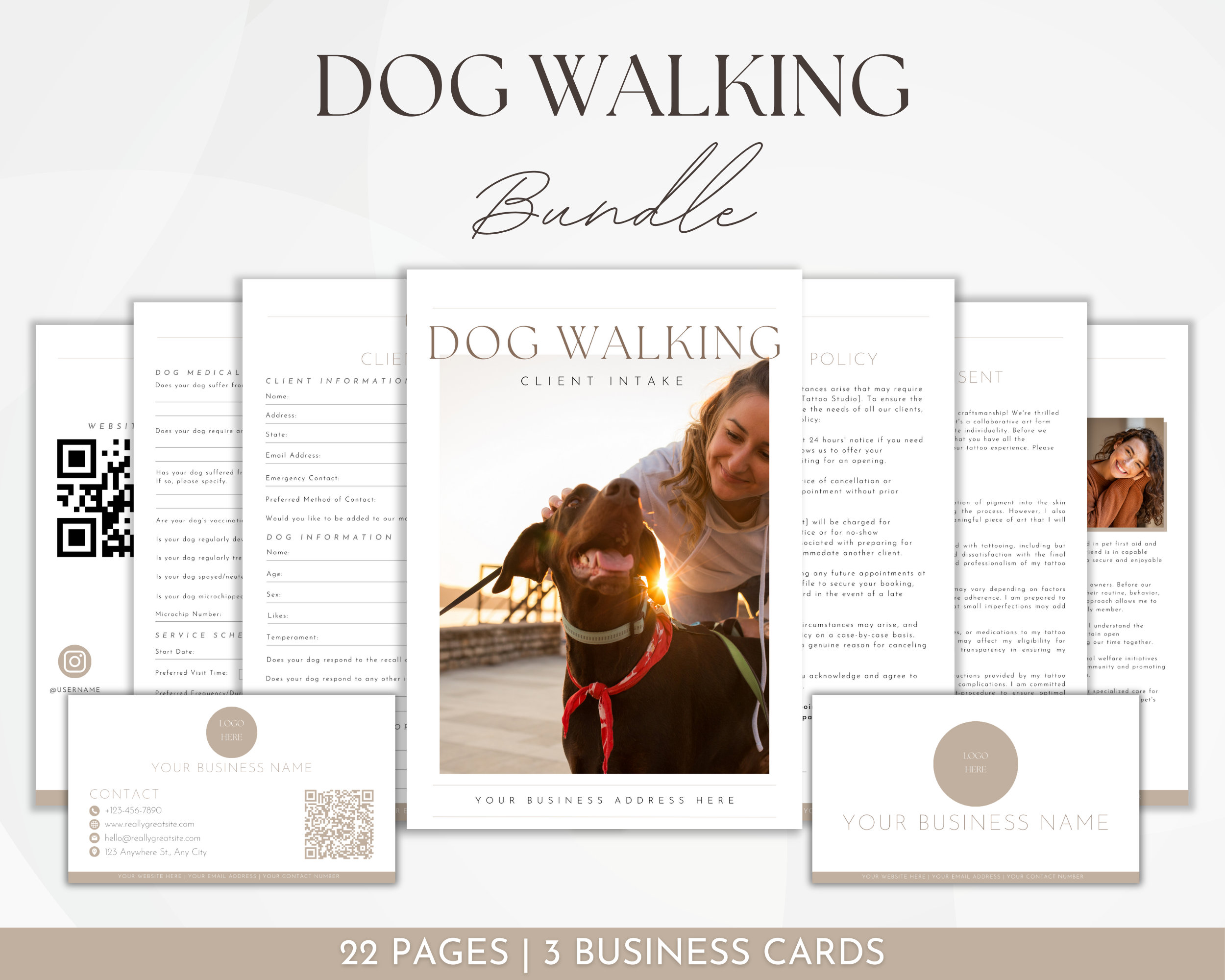 Dog Walking Business Bundle, Dog Walking Contract Agreement, Dog ...