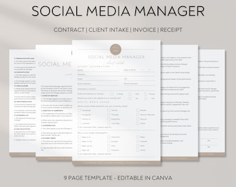 Freelance Social Media Manager Contract, Editable Social Media ...