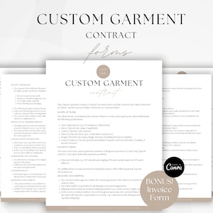 Custom Garment Contract, Tailor Made Clothing Agreement, Bespoke ...
