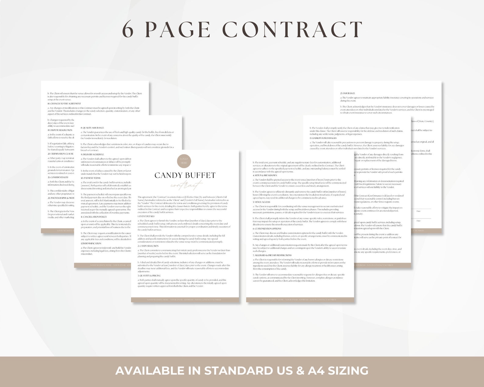 Candy Buffet Contract, Editable Dessert Table Services Agreement ...