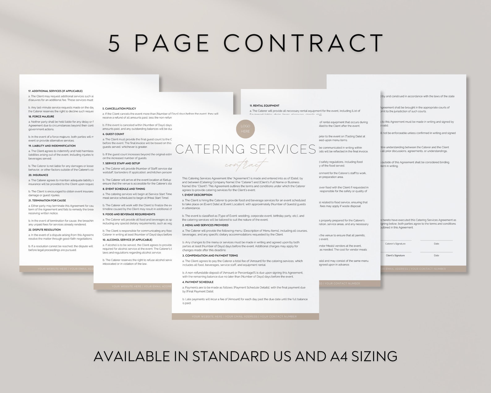 Editable Catering Contract Template, Catering Order Form, Catering ...