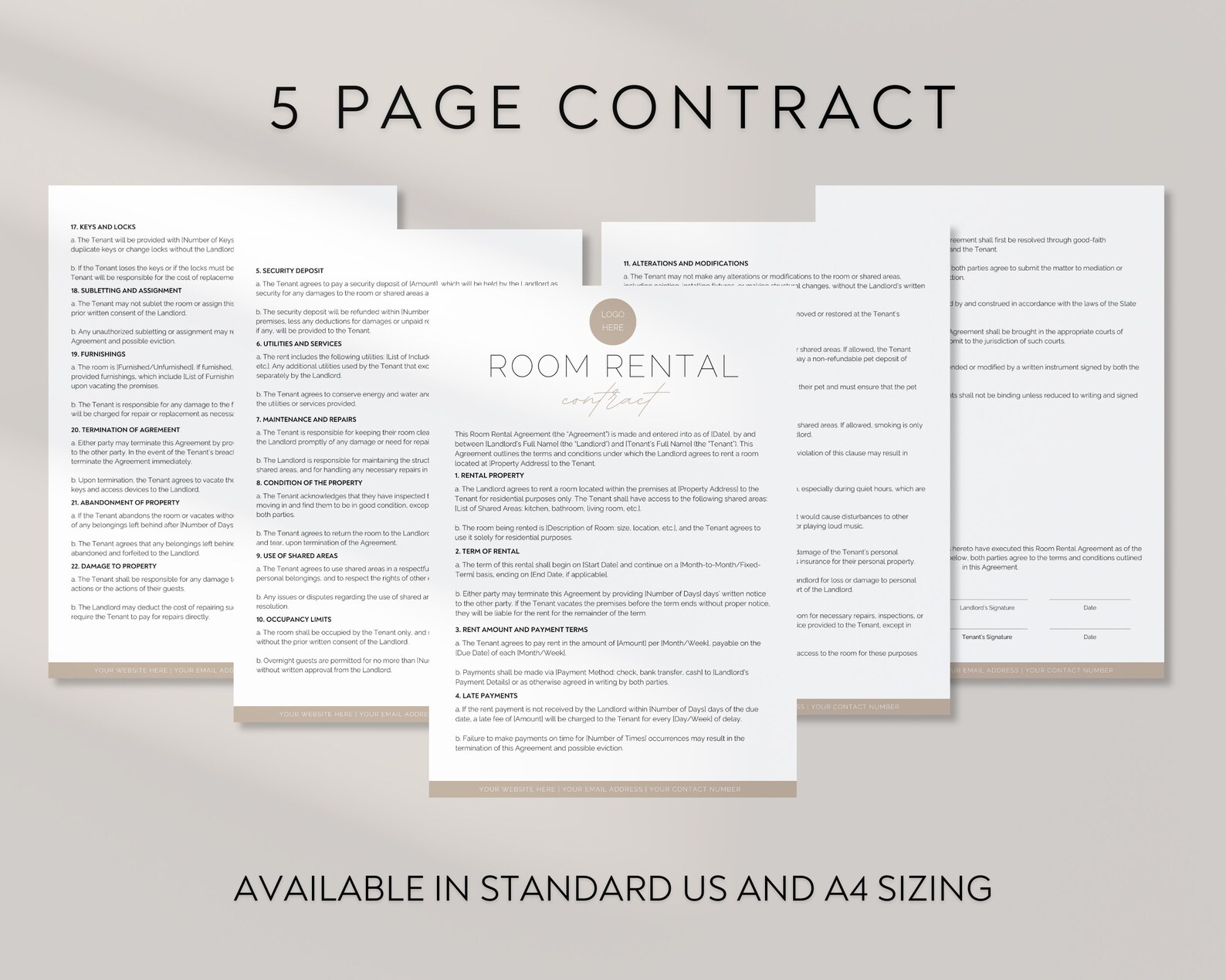 Room Rental Agreement, Rent Room, Lease Agreement, Roommate Room Rental ...