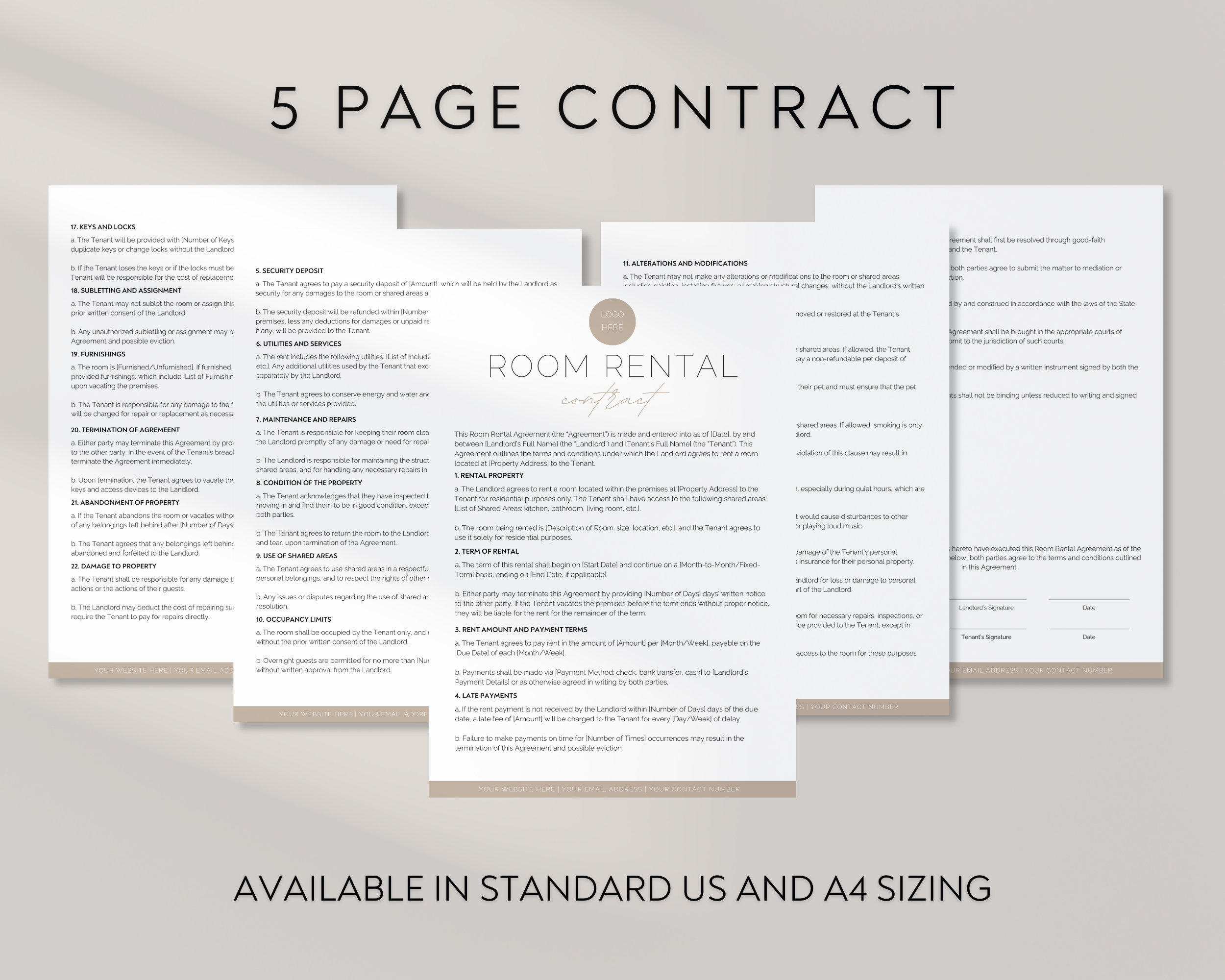 Room Rental Agreement, Rent Room, Lease Agreement, Roommate Room Rental ...