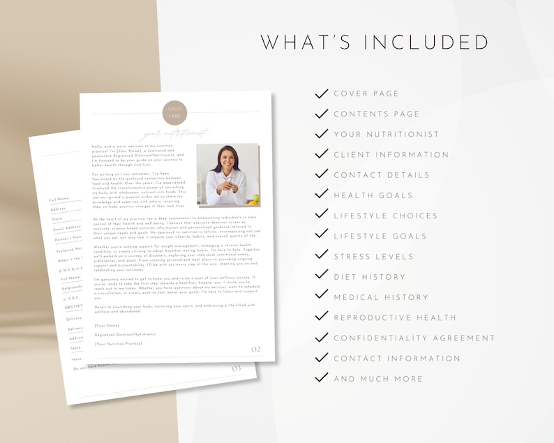 Nutritionist Client Intake Forms, Nutrition Client Intake Forms, Health ...