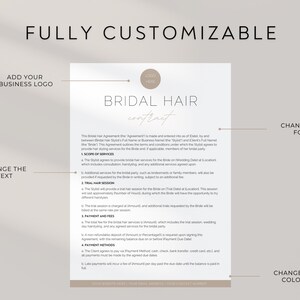 Editable Bridal Hair Contract Template, Bridal Hairstylist Contract ...
