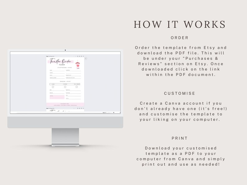 Tumbler Order Form Custom Sublimation Order Template Invoice - Etsy