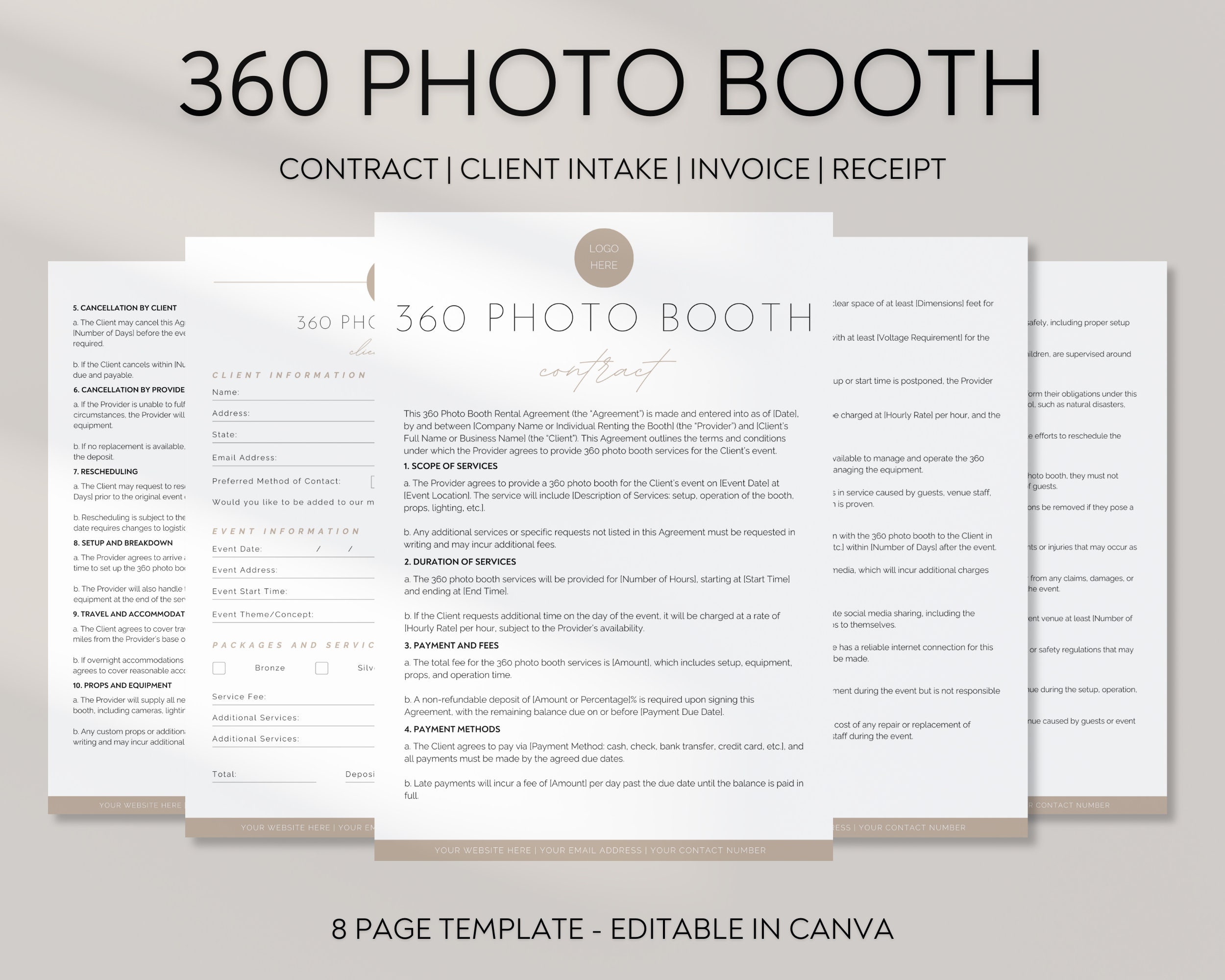 360 Photo Booth Contract Template, Photo Booth Template, Video Booth ...