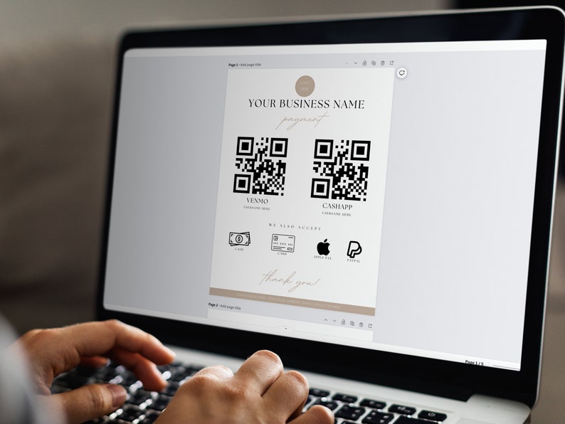 Editable QR Code Sign Templates, Printable Scan to Pay Bundle, Social ...