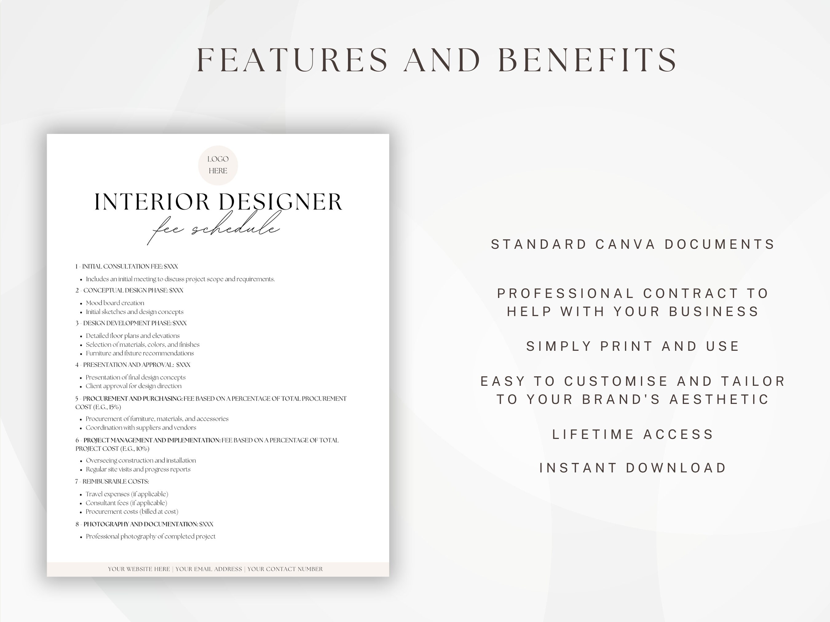 Interior Designer Contract, Minimalist Service Agreement, Interior ...