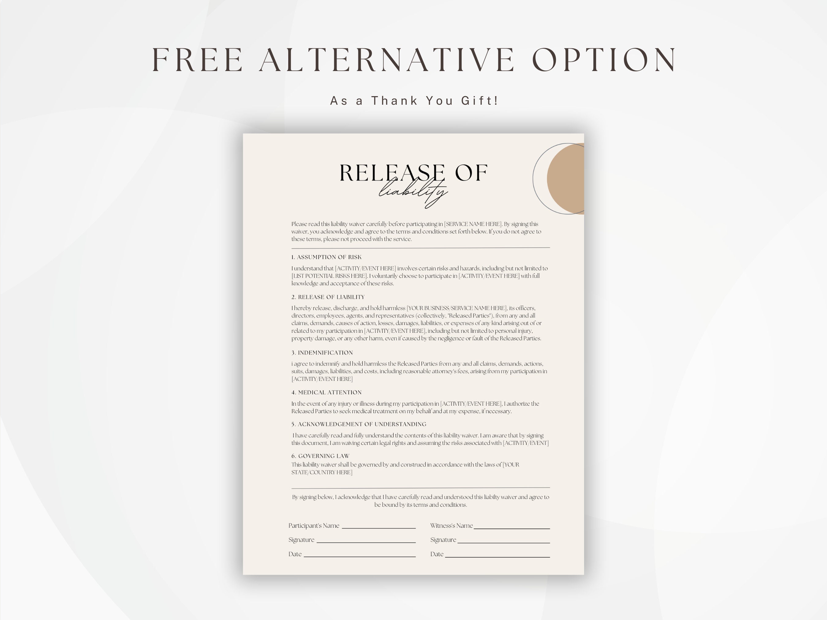 General Liability Waiver Template, Liability Form Agreement, Liability ...