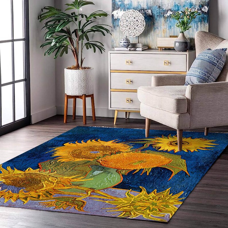 Van Gogh, 1888 Vincent Van Gogh Rug, Vase With Five Sunflowers Rug ...