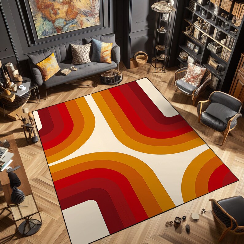 Bauhaus, Bauhaus Retro Bow Rug, Bauhaus Rug, Abstract Geometric Pattern ...
