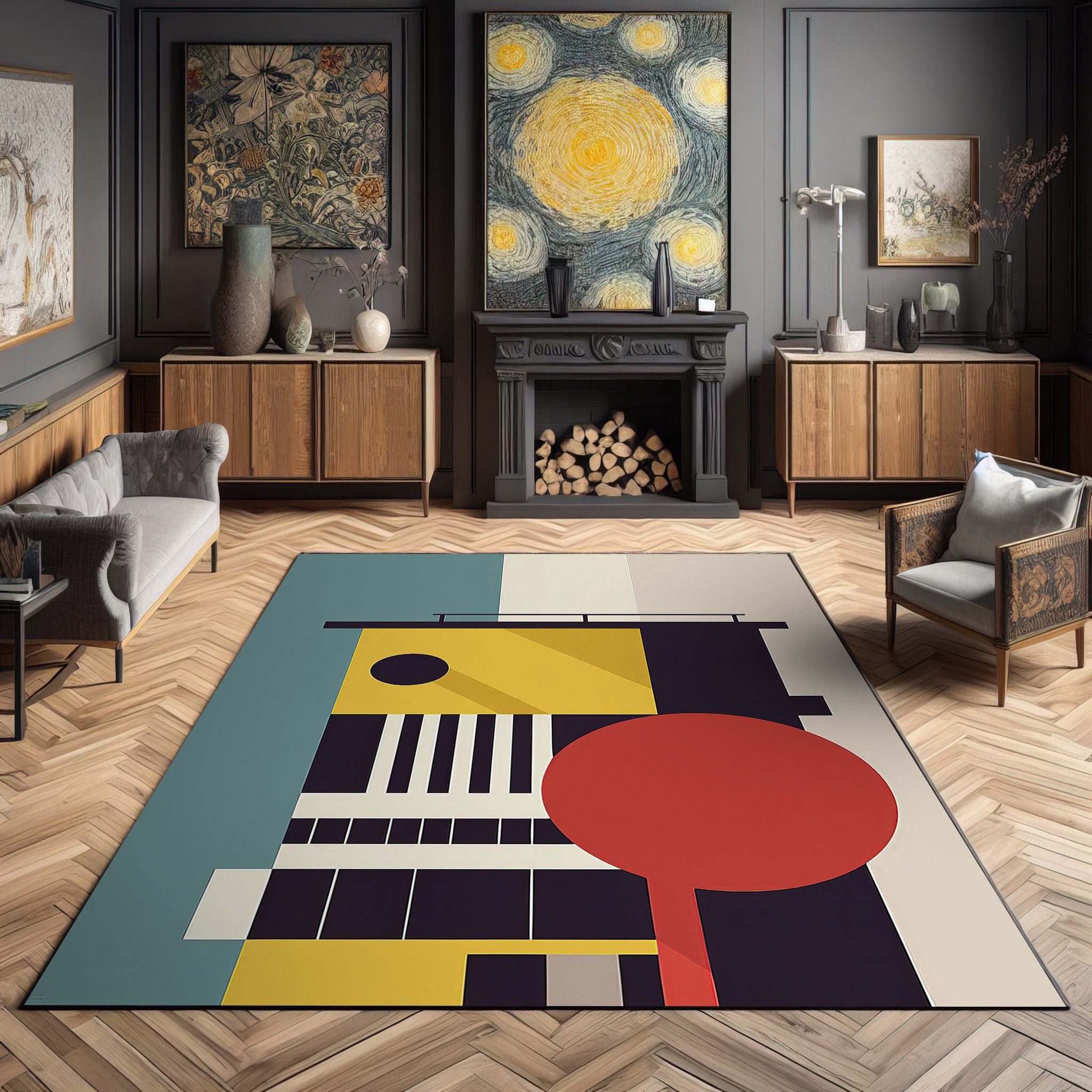 Bauhaus, Bauhaus Style Architecture Rug, Bauhaus Rug, Abstract ...