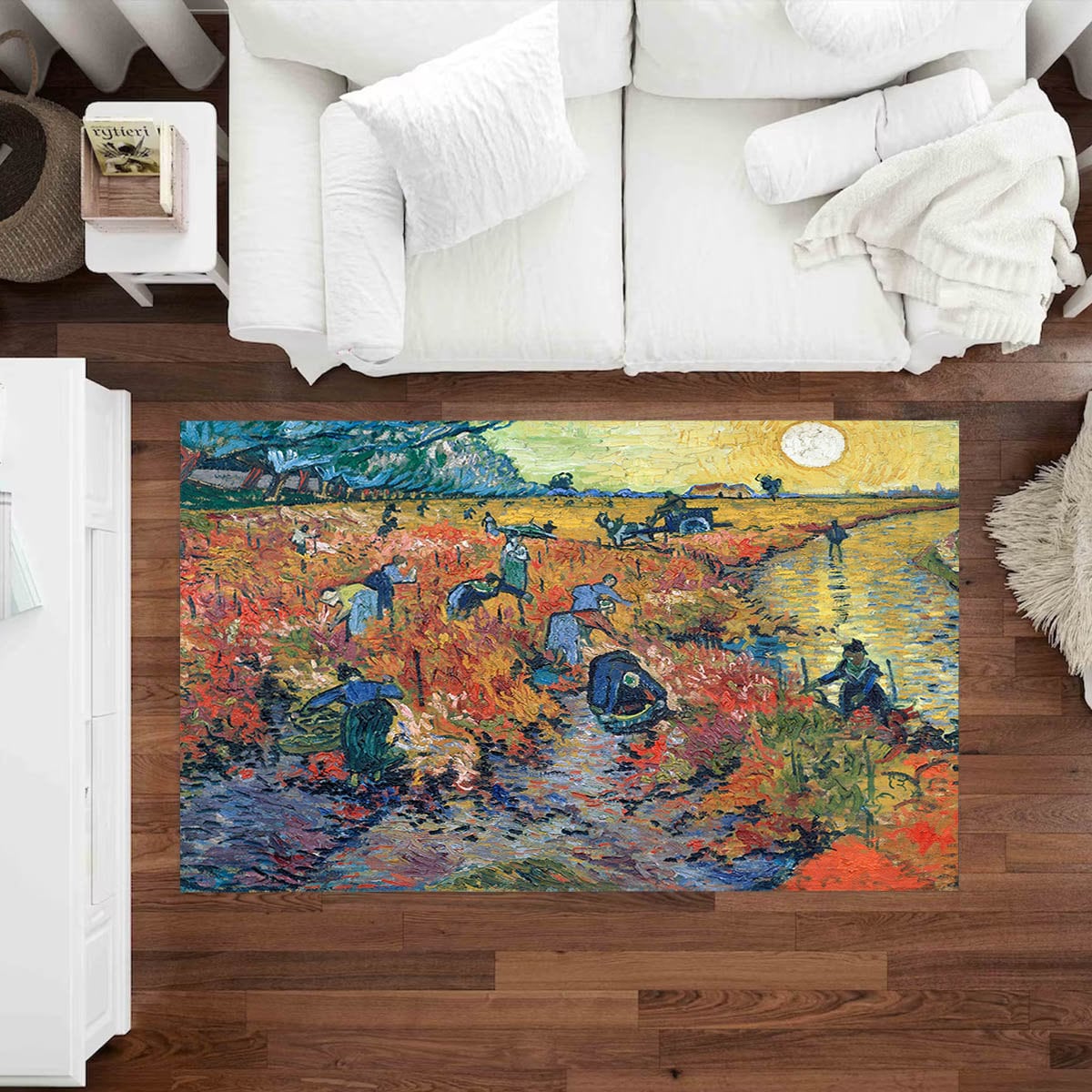 Van Gogh, Vincent Van Gogh Rug, Red Vineyard in Arles Rug, Landscape ...