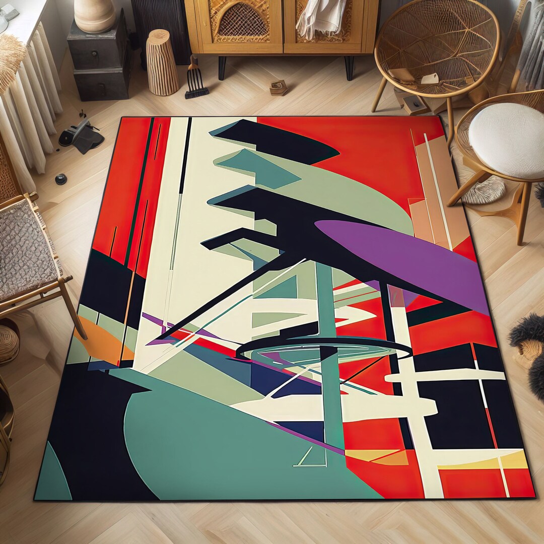 Bauhaus, Bauhaus New Architecture Rug, Bauhaus Rug, Abstract Geometric ...