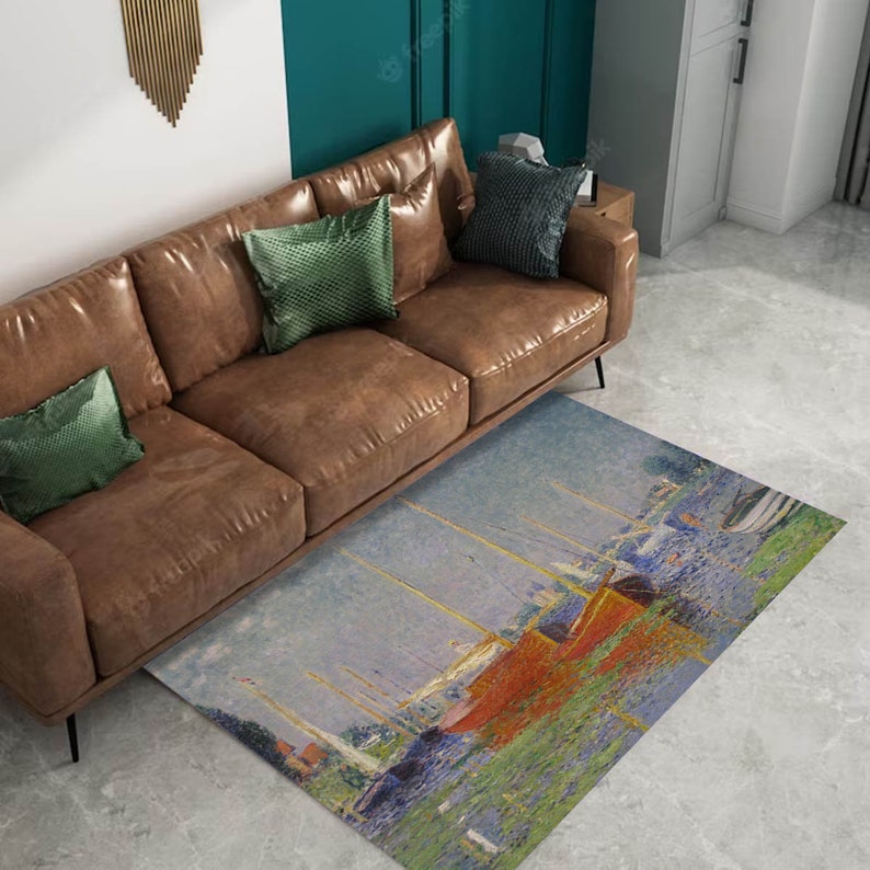 Claude Monet, Claude Monet Rug, Red Boats at Argenteuil Rug ...