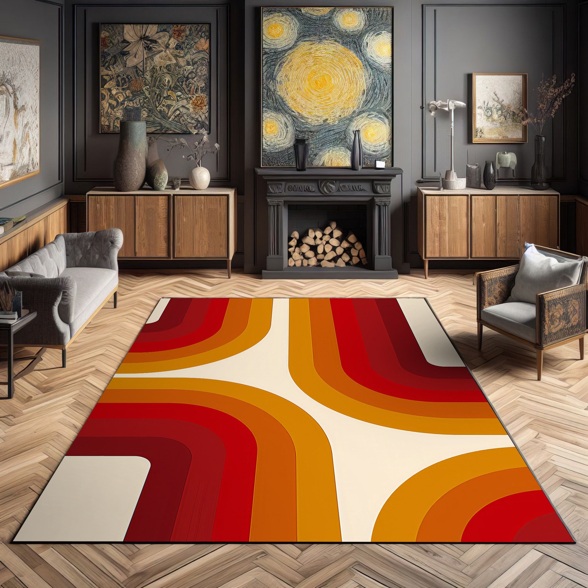 Bauhaus, Bauhaus Retro Bow Rug, Bauhaus Rug, Abstract Geometric Pattern ...