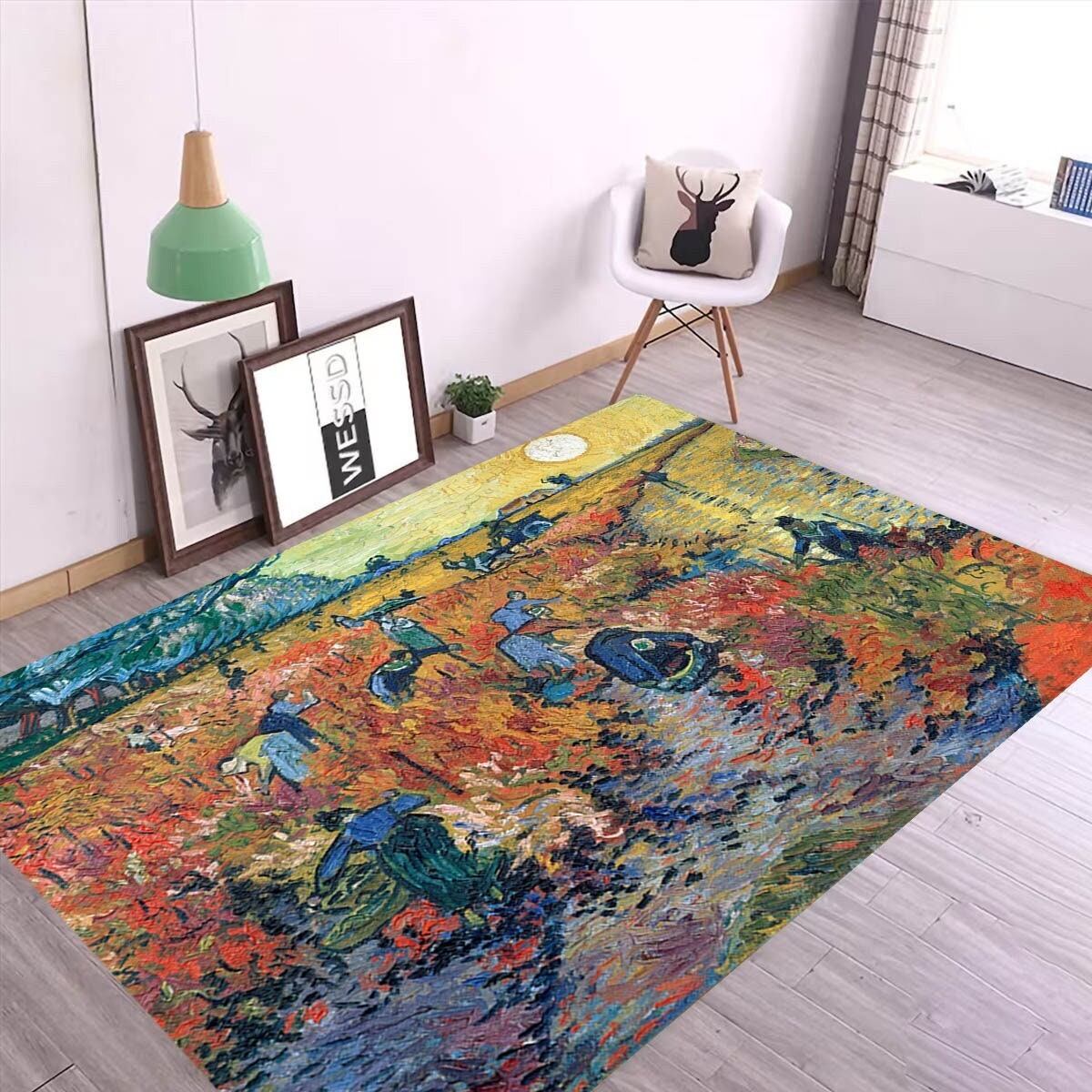 Van Gogh, Vincent Van Gogh Rug, Red Vineyard in Arles Rug, Landscape ...