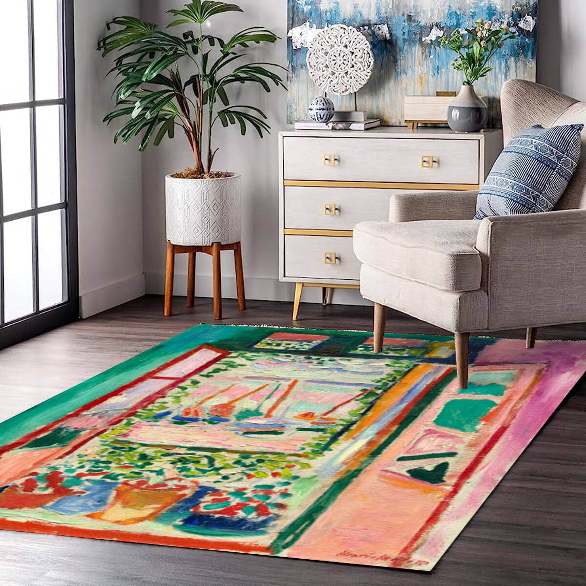 The Open Window Rug, Colorful Rug, Matisse Rug, Flowers on Window Rug ...
