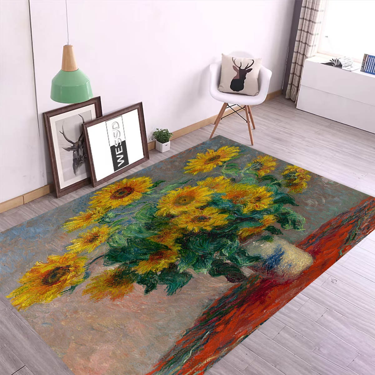 Claude Monet, Claude Monet Rug, Bouquet of Sunflowers Rug, Trendy Rug ...