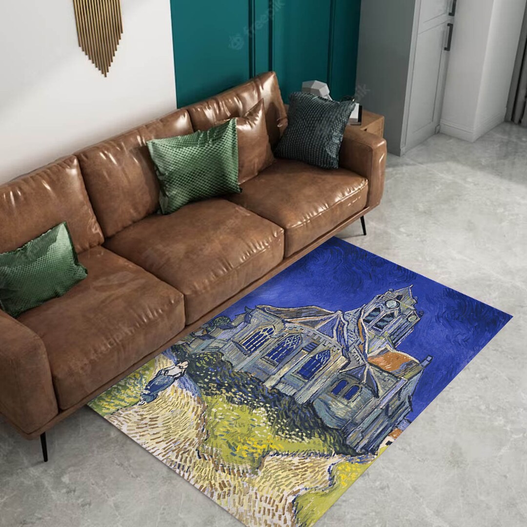 Van Gogh, 1888 Vincent Van Gogh Rug, Church in Auvers Rug, Post ...