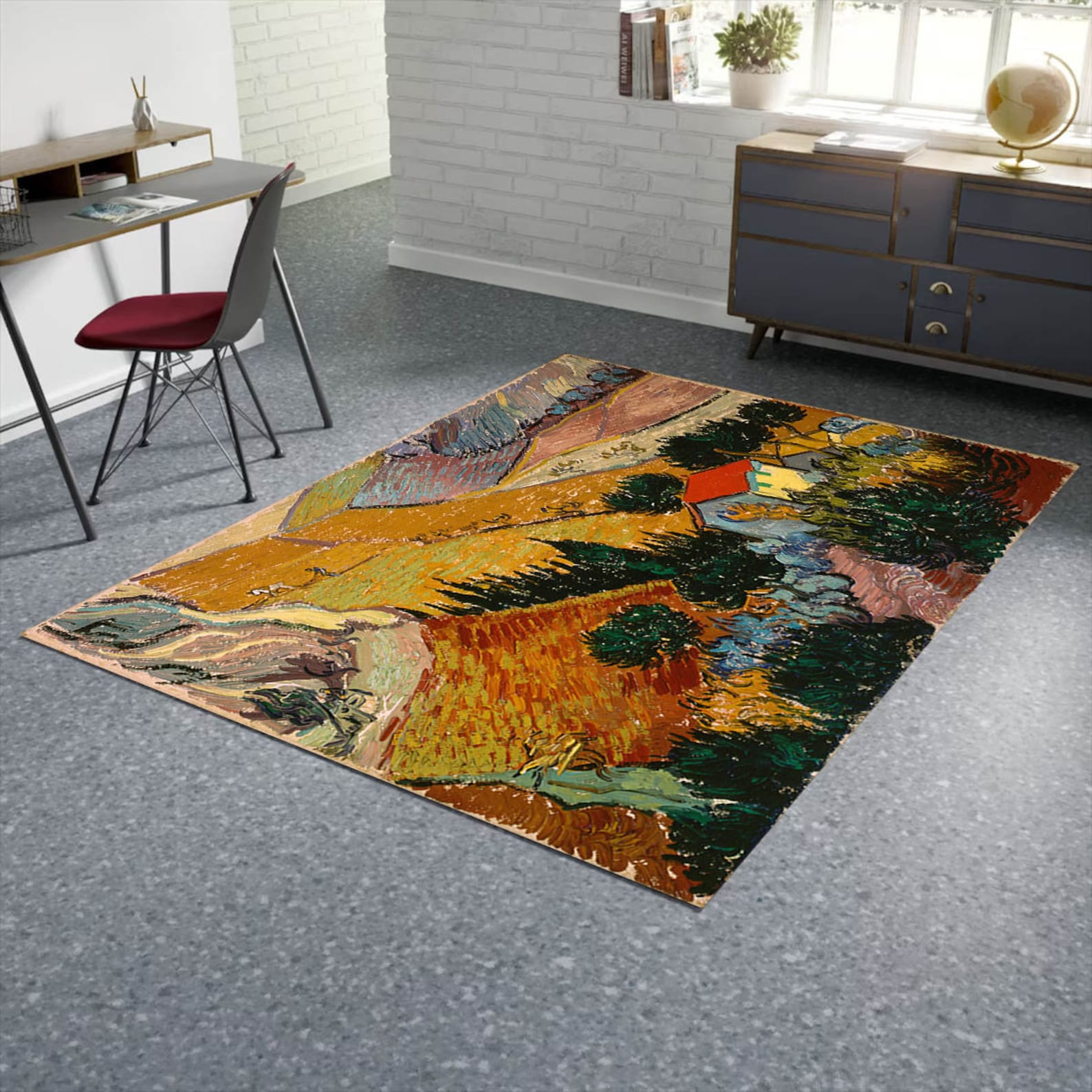 Van Gogh, Vincent Van Gogh Rug, Landscape With House and Plowman Rug ...